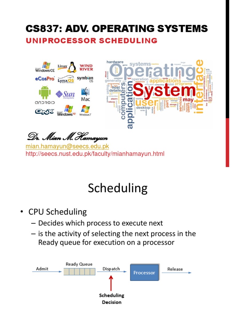 Cs837: Adv. Operating Systems: Dr. Mian M.Hamayun | PDF | Scheduling ...
