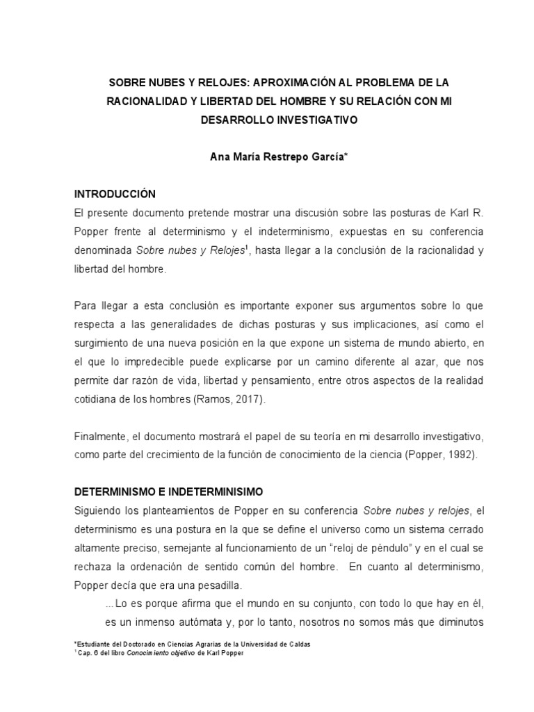 Filosofia de La Ciencia - Ensayo Sobre El Determinismo y El ...