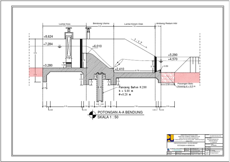 2.potongan A-A Bendung | PDF