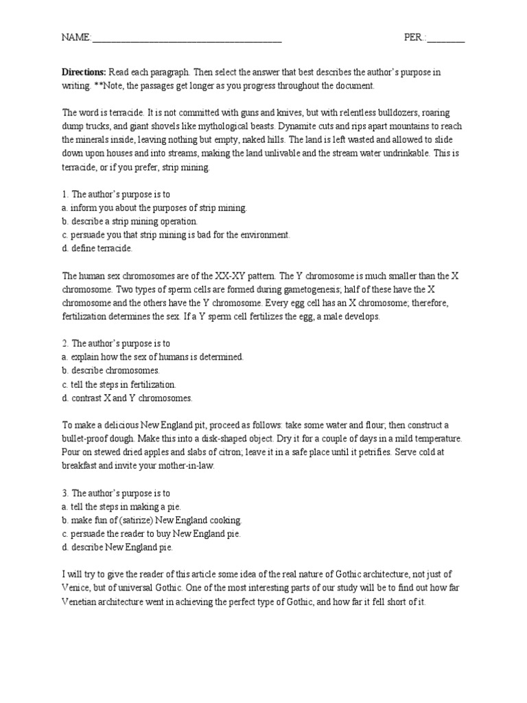 Authors Purpose Test | PDF | Menopause | Premenstrual Syndrome