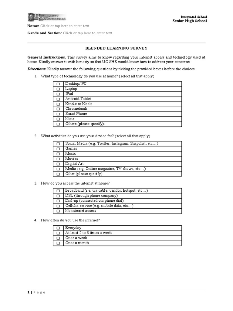 Blended Learning Survey | PDF