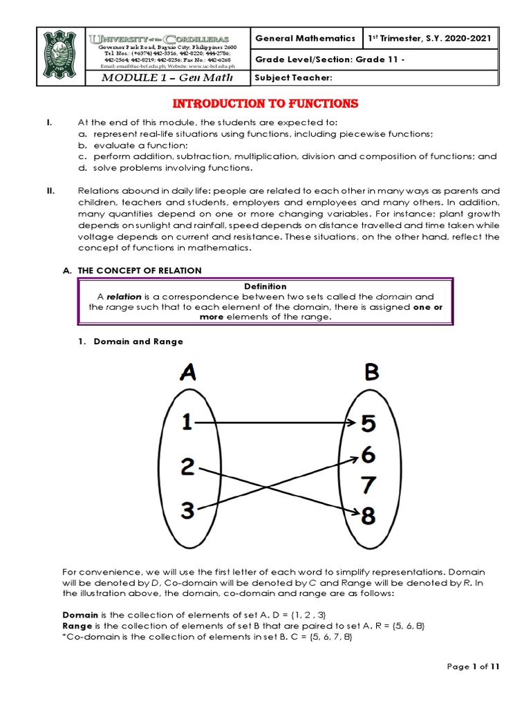 Introduction to Functions in Mathematics | PDF | Function (Mathematics ...