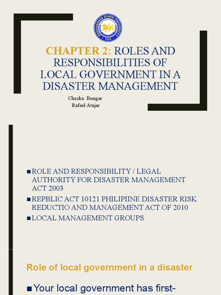 Roles and Responsibilities of Local Government in A Disaster Management ...