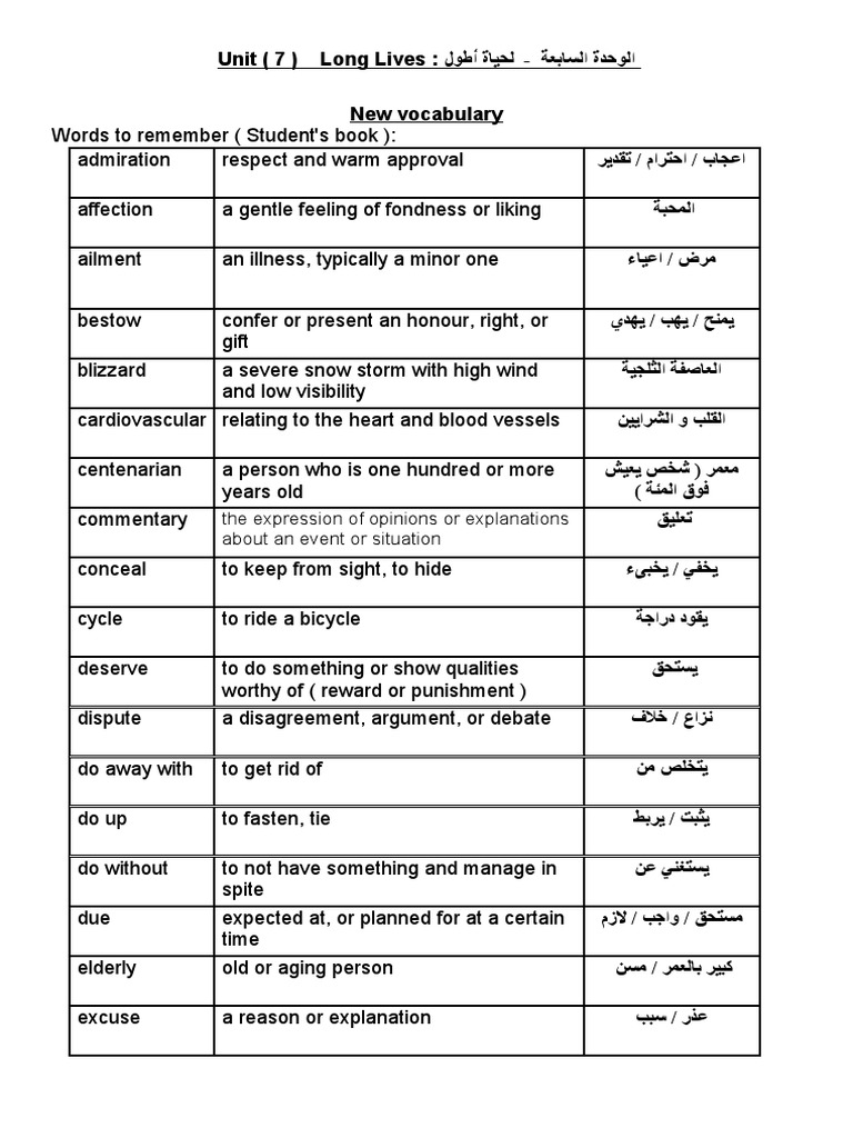 Grade 12 Vocabulary Units Overview | PDF | Sleep