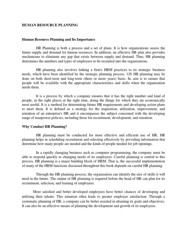 Chapter 5 Human Resource Planning and Development | PDF | Human ...