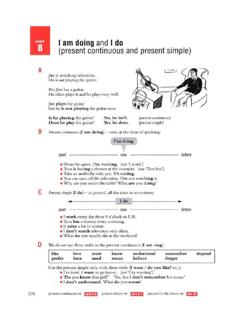 Present Simple and Cont | PDF