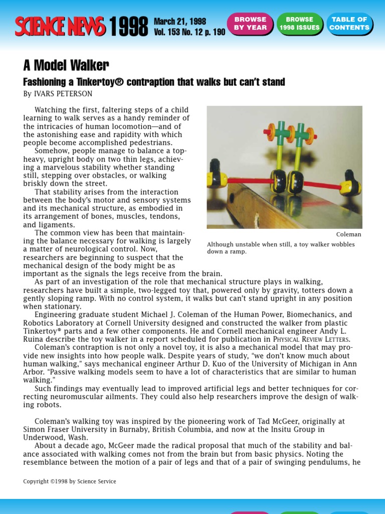 A Model Walker: Fashioning A Tinkertoy® Contraption That Walks But Can ...