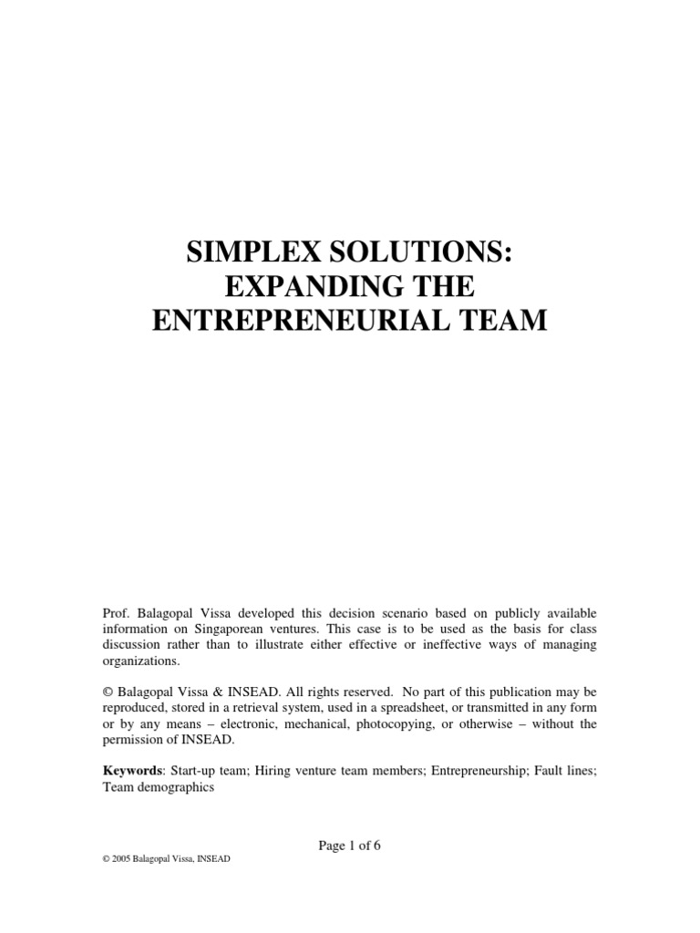 Simplex Solutions Pdf Entrepreneurship Master Of Business
