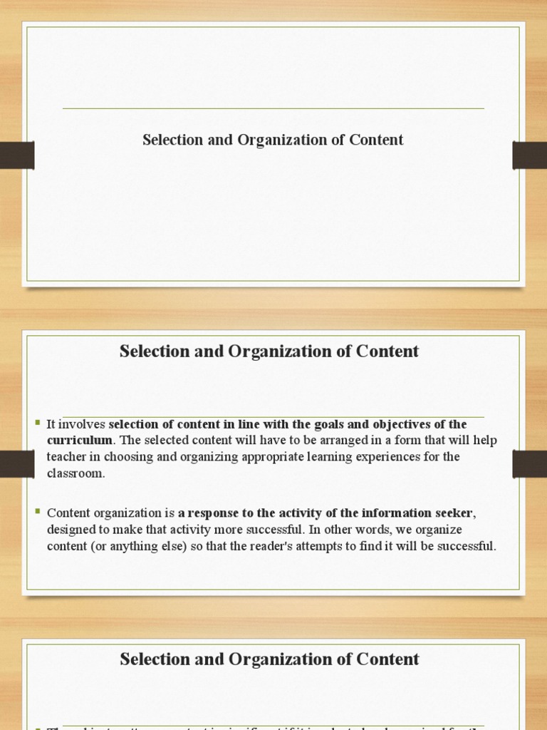 Selection and Organization of Content | PDF | Learning | Thought