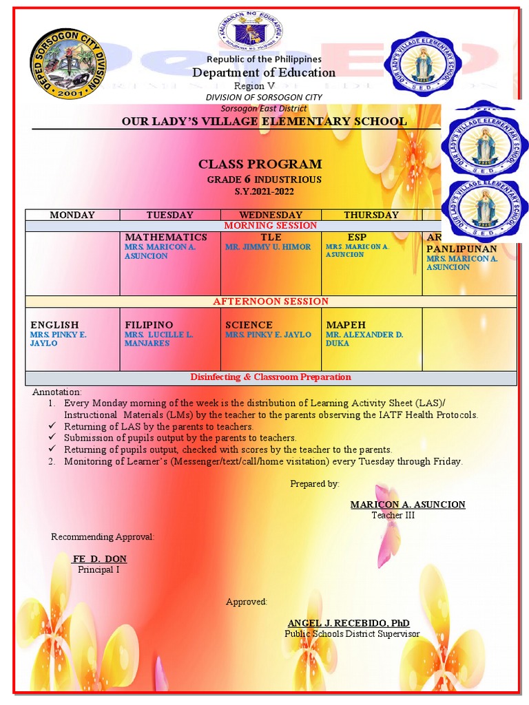 Department of Education: Class Program | PDF | Education Theory ...