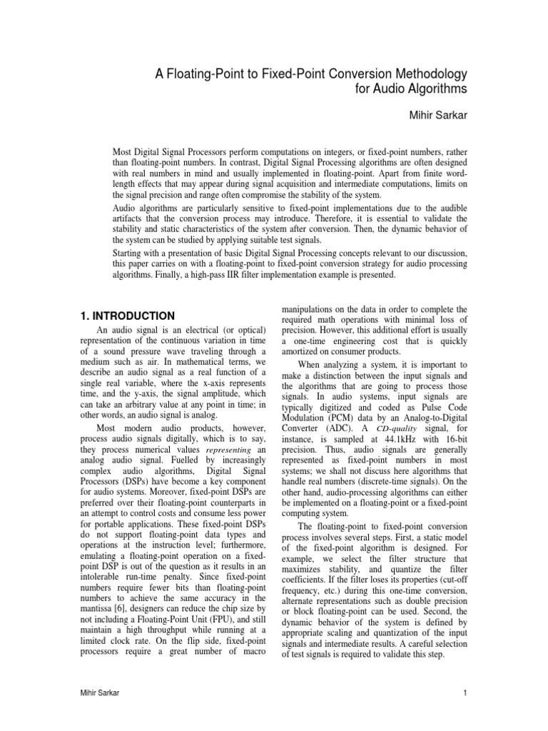 Floating-Point To Fixed-Point Conversion For Audio | PDF | Digital ...