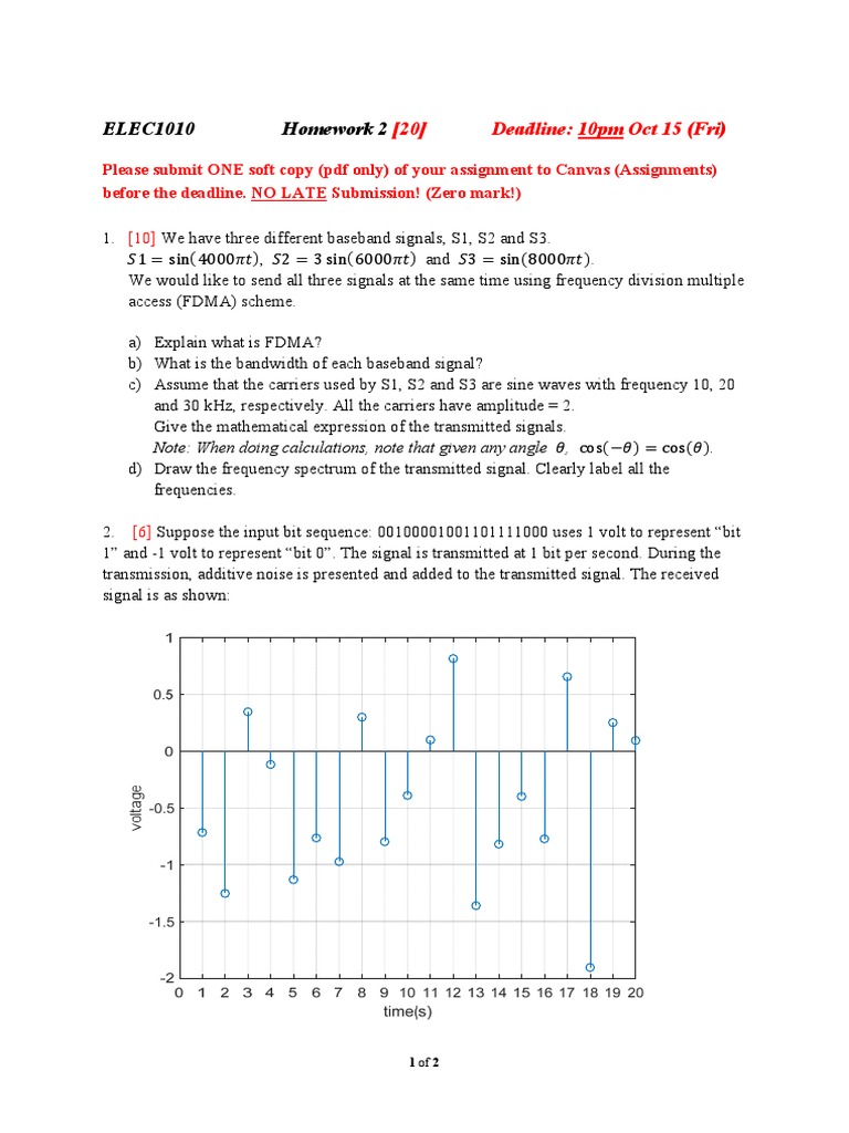 ELEC1010 Homework 2 | PDF | Sine | Bit