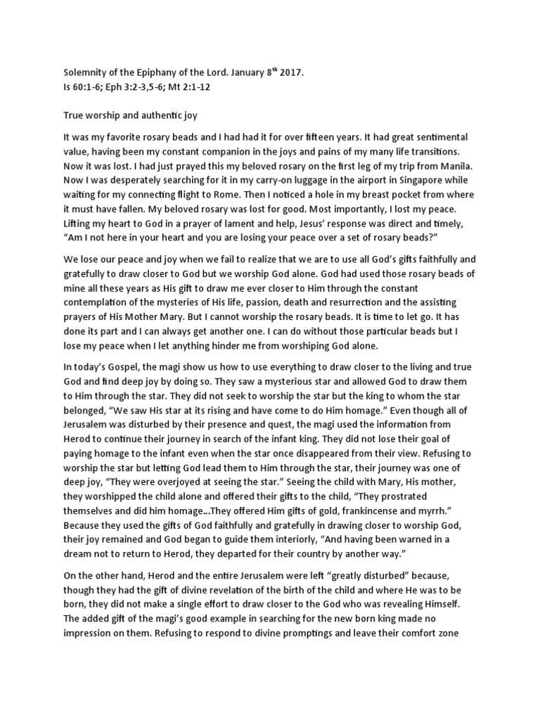 Solemnity of The Epiphany | PDF | Jesus | Rosary