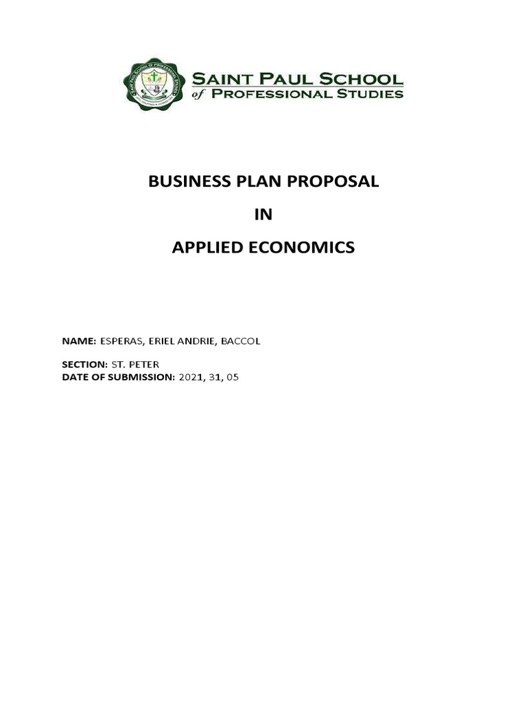 Business Plan Proposal IN Applied Economics | PDF | Hamburgers | Marketing