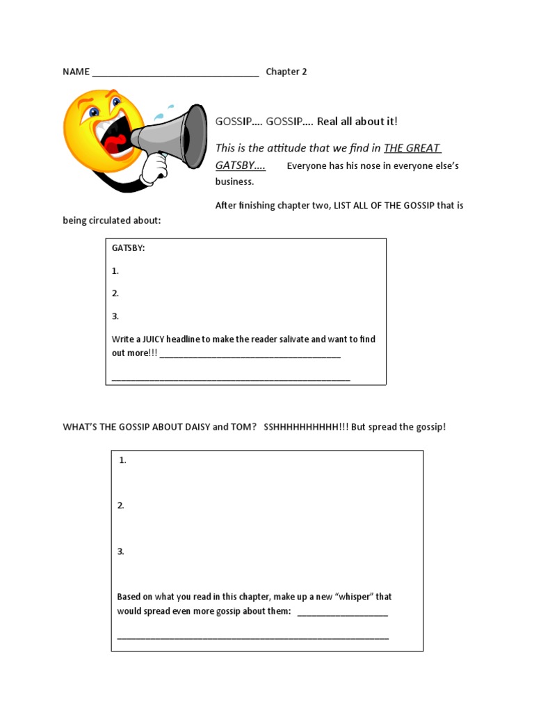 Chapter 2 Gossip and Rumors Worksheet | PDF