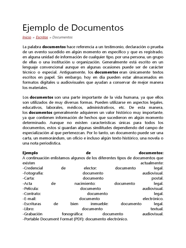 Ejemplos de Documento | PDF | Documento | Información