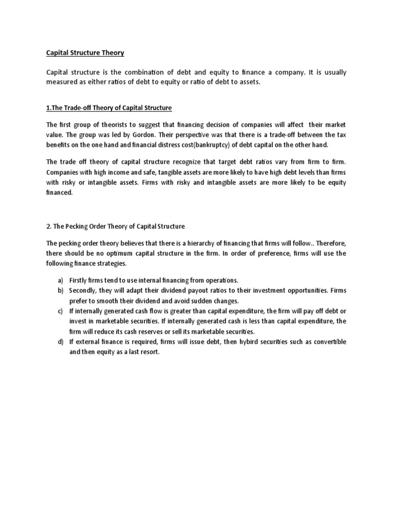 Capital Structure Theory | PDF | Capital Structure | Dividend