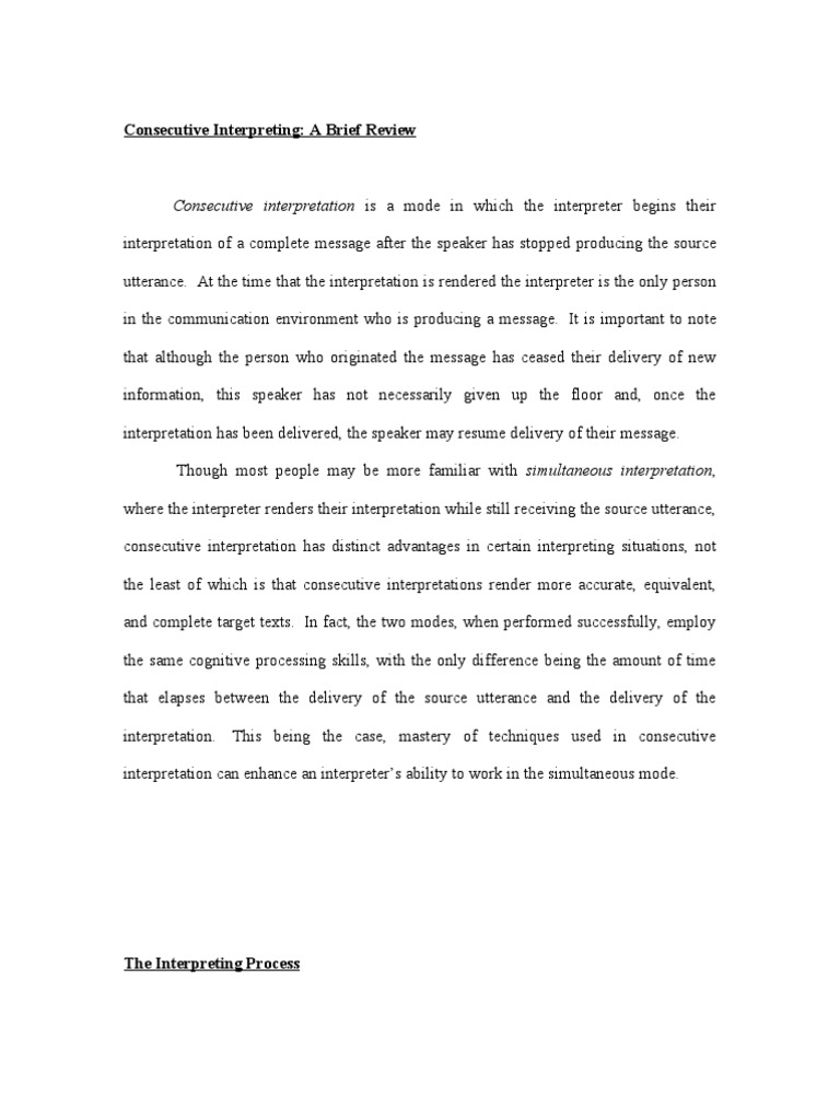 Consecutive Interpreting | PDF | Language Interpretation | Memory
