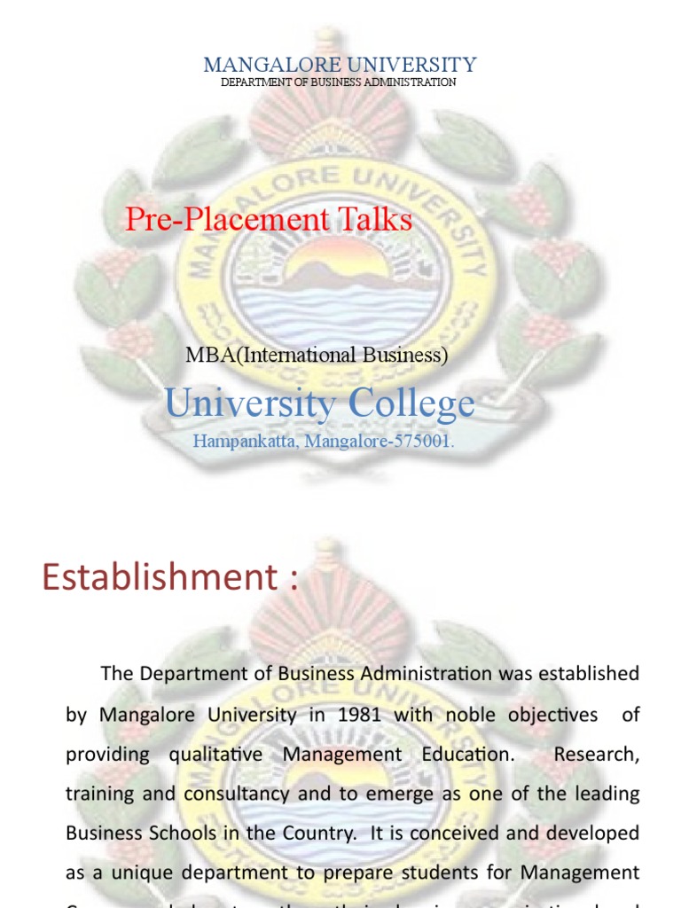 Pre-Placement Talks: University College | PDF | Doctor Of Philosophy ...