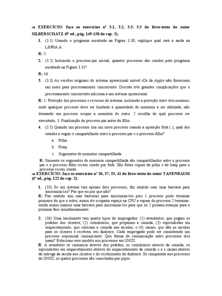 Semana 4 | PDF | Processo (informática) | Entrada/Saída