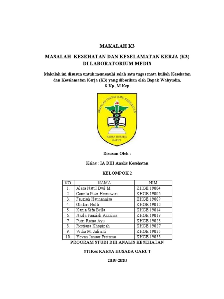 4) Masalah Kesehatan Dan Keselamatan Kerja (k3) Di Laboratorium Medis | PDF | Kesehatan Holistik ...