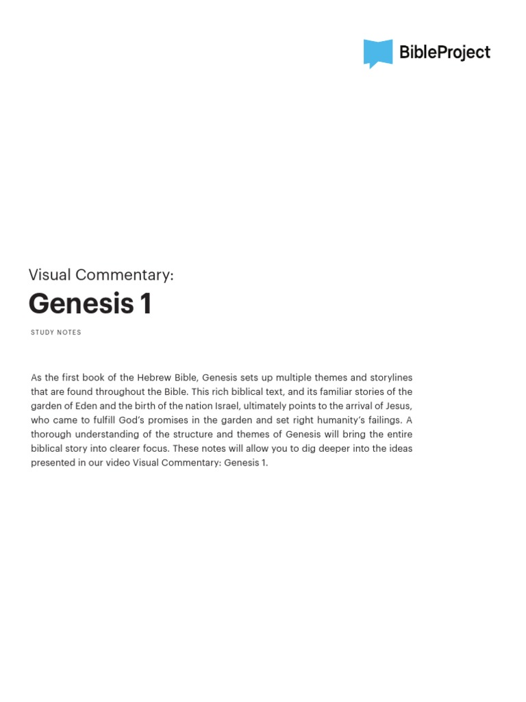 Bible Project - Genesis-1 - Study Notes - Final | PDF | Genesis ...