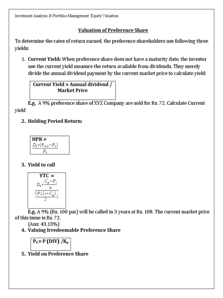 Investment Analysis & Portfolio Management: Equity Valuation | PDF ...