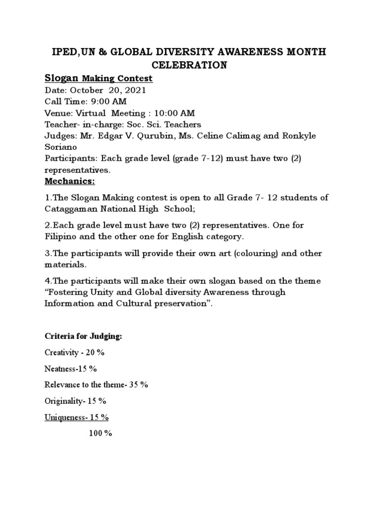 Slogan Making Contest | PDF