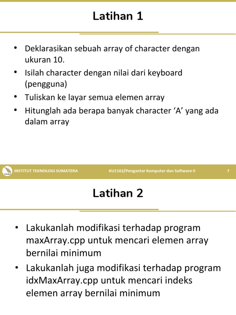 Latihan Pemrograman Array di IT Sumatera | PDF | Teknologi & Rekayasa