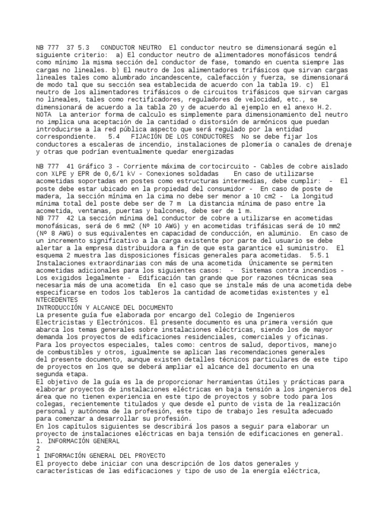 Criterios para el Conductor Neutro NB 777 | PDF | Ingenieria Eléctrica ...