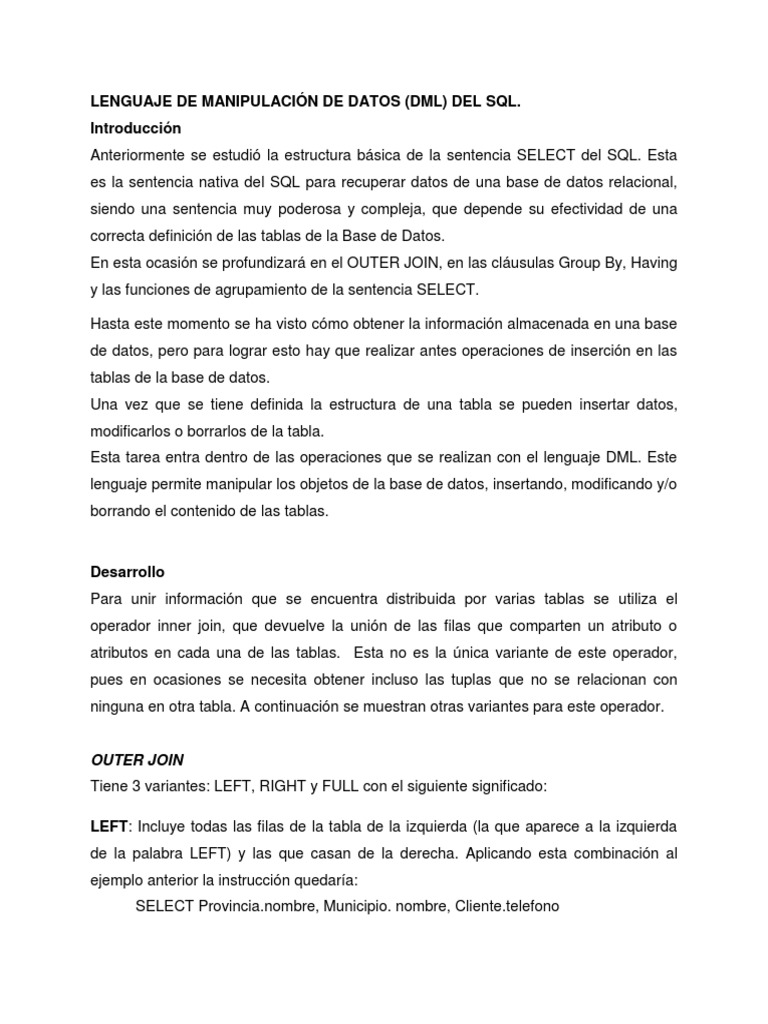 10.DML 2 | PDF | SQL | Bases de datos