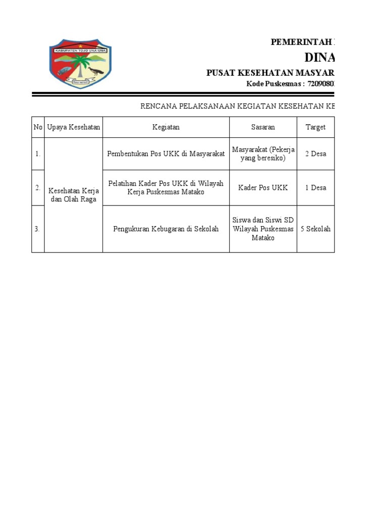 Rencana Kegiatan Program Kesjaor 2021 | PDF