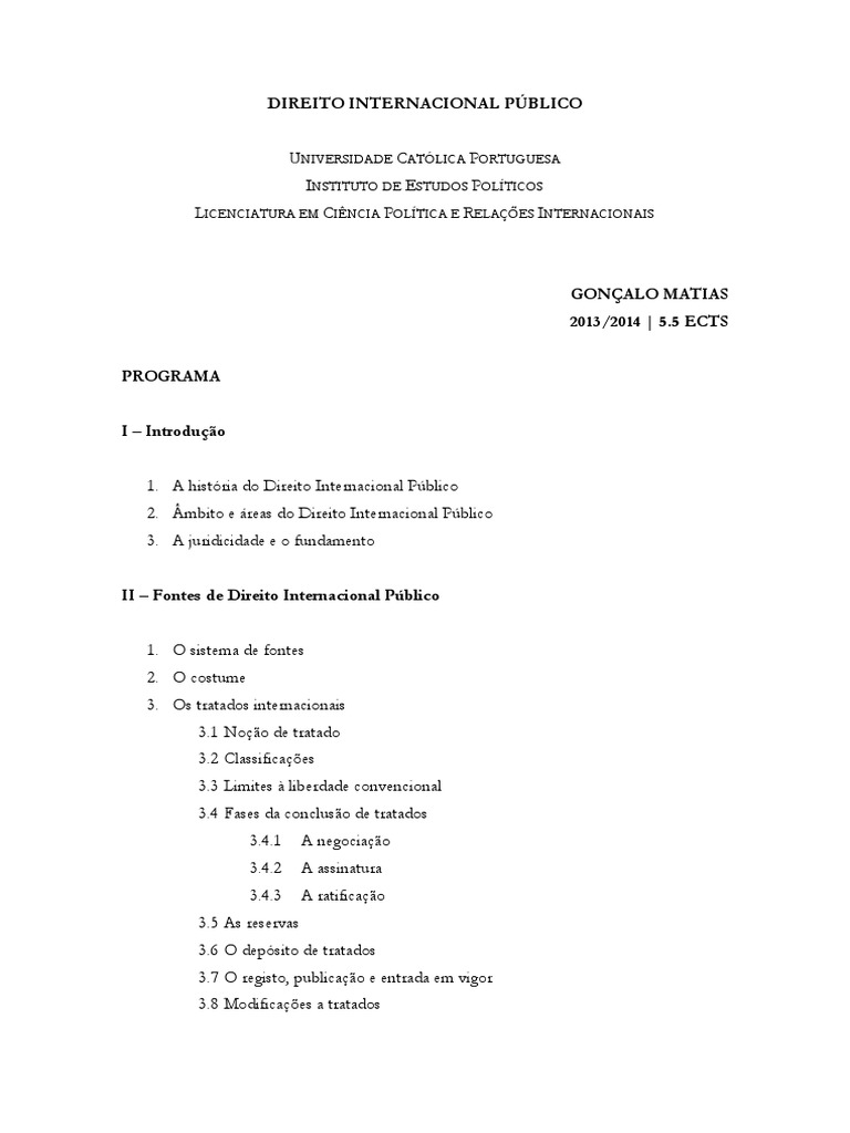 Direito Internacional Público | PDF | Direito Internacional | Tratado