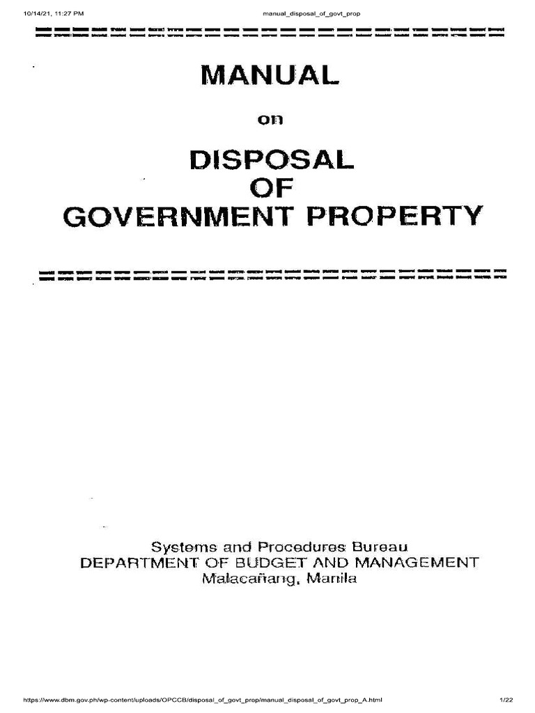 Manual On Disposal of Government Property Part 2 | PDF