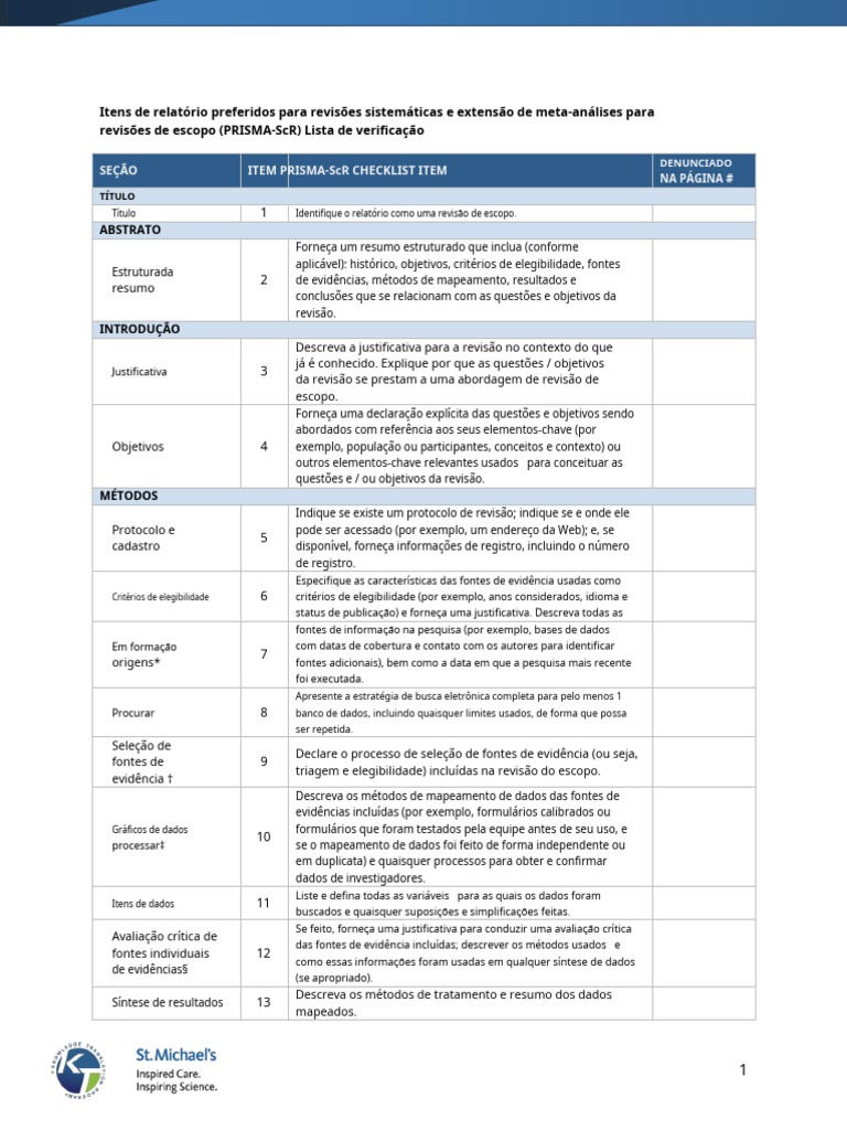 PRISMA SCR Fillable Checklist - 11sept2019.en - PT | PDF | Análise ...