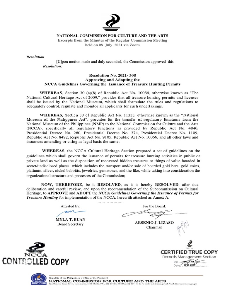 Treasure Hunting Permit Guidelines | PDF | Real Estate Appraisal | Surety