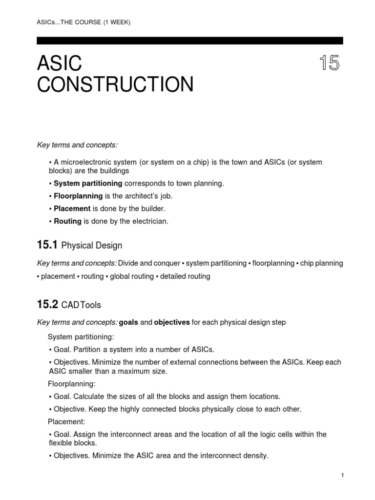 Physical Design of ASICs: A Guide to System Partitioning, Floorplanning ...