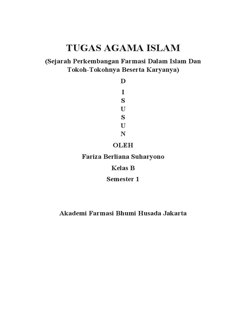 Sejarah Perkembangan Farmasi Dalam Islam Beserta Tokoh Tokohnya Pdf