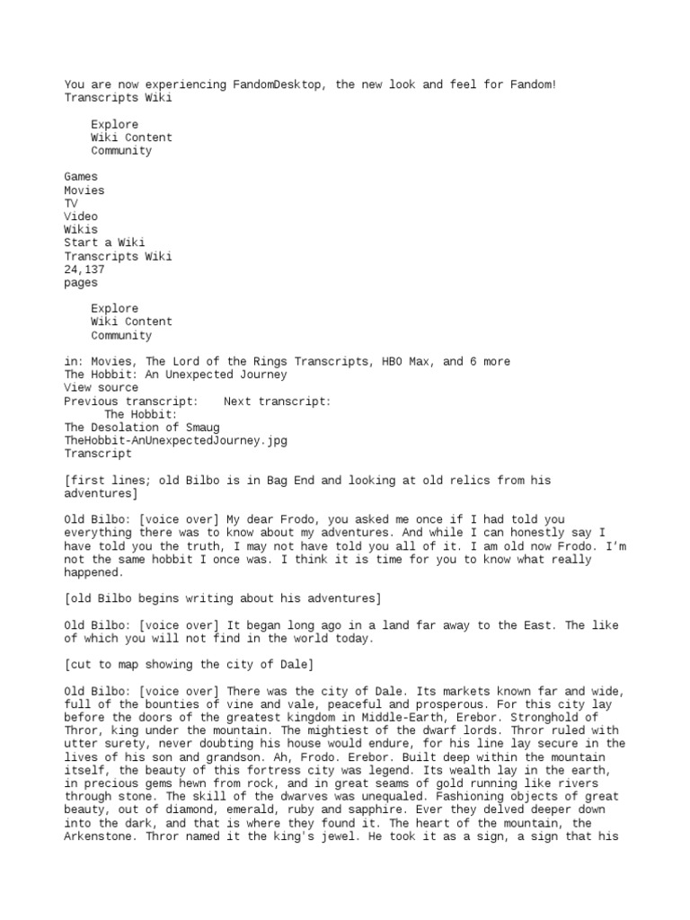The Hobbit Script | PDF | Bilbo Baggins | The Hobbit