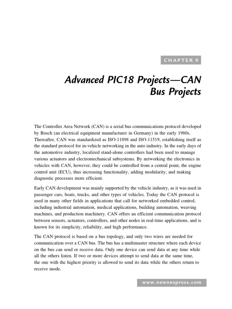 Advanced PIC18 Projects-CAN Bus Projects | PDF | Microcontroller | Telecommunications