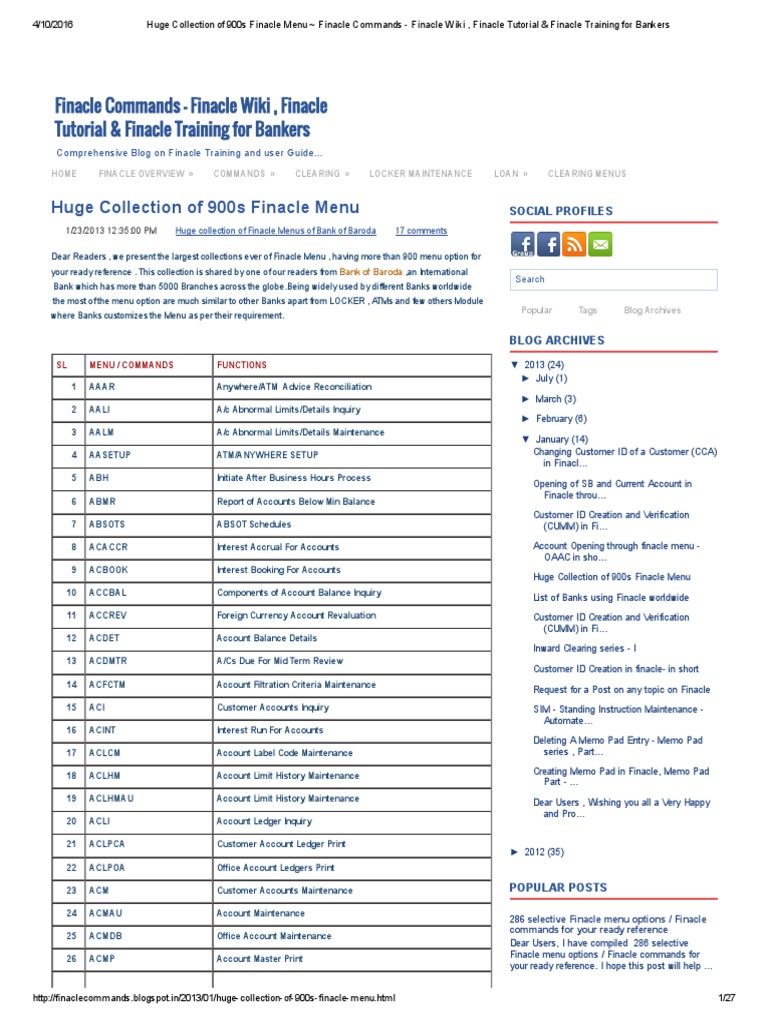 Finacle Commands Finacle Wiki Finacle Tutorial And Finacle Training For Bankers Download Free
