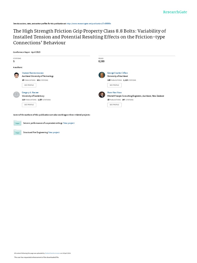 The High Strength Friction Grip | PDF | Fracture | Nut (Hardware)