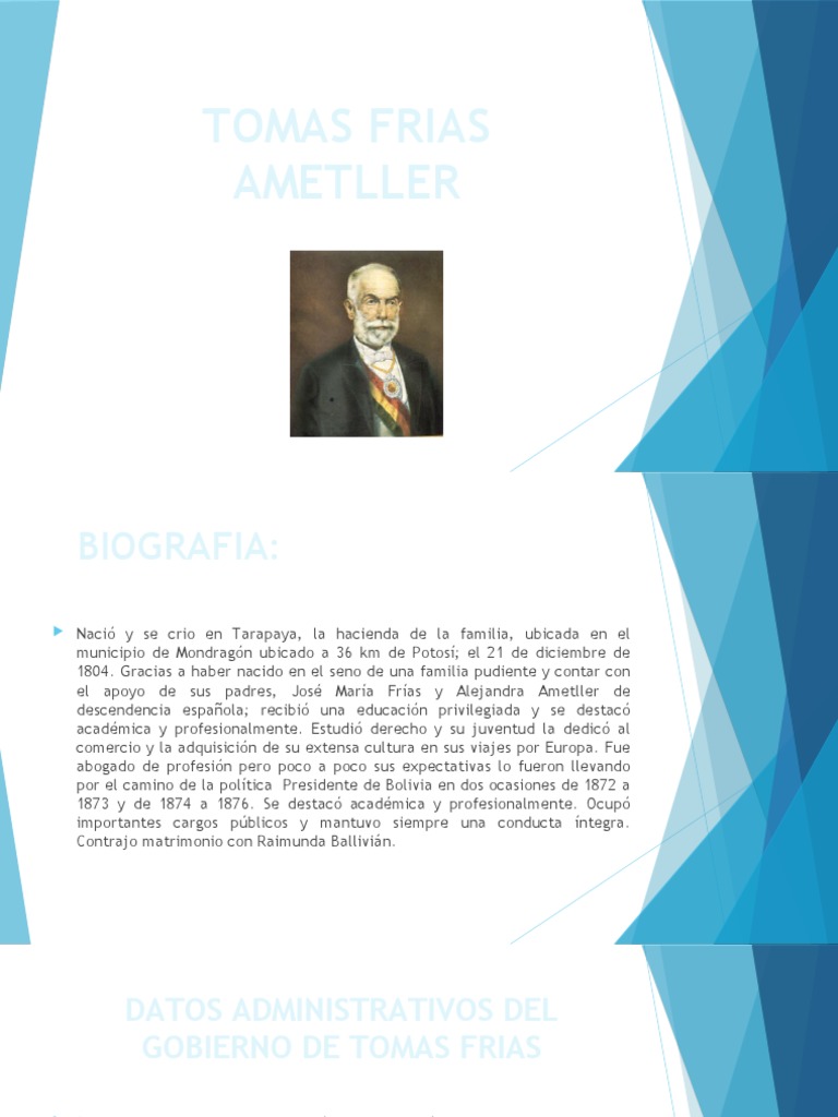 Biografía de Tomás Frías Ametller | PDF | Política | Ciencias sociales