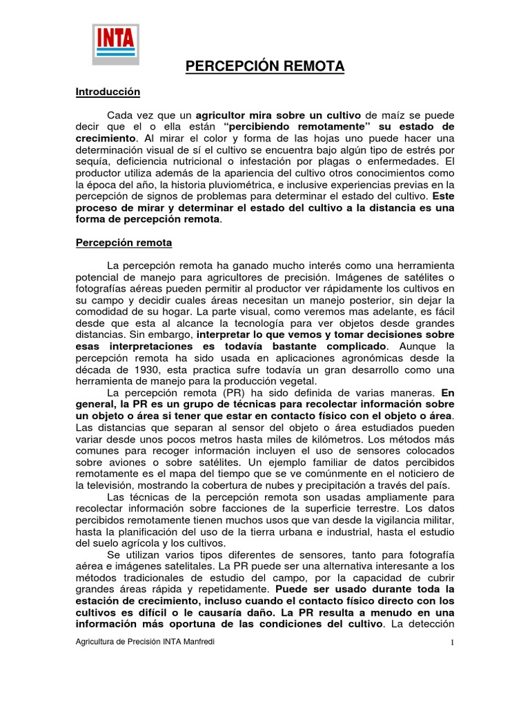 TEXTO Percepcion Remota | PDF | Infrarrojo | Sensores remotos