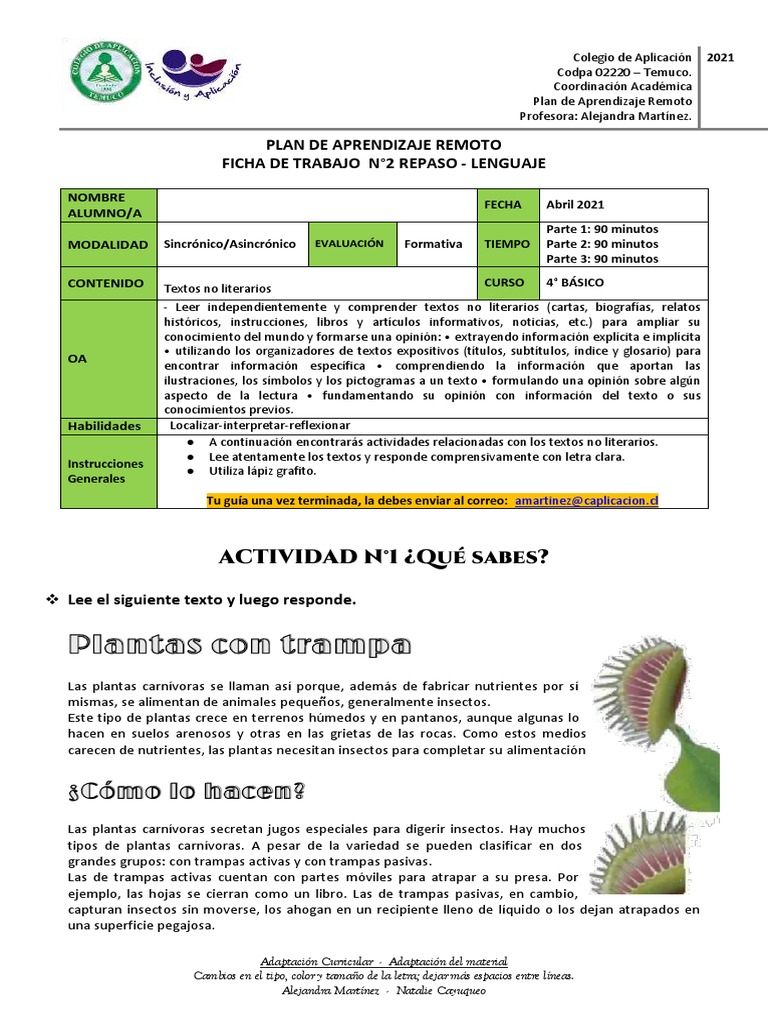 Guia #2 Cuarto | PDF