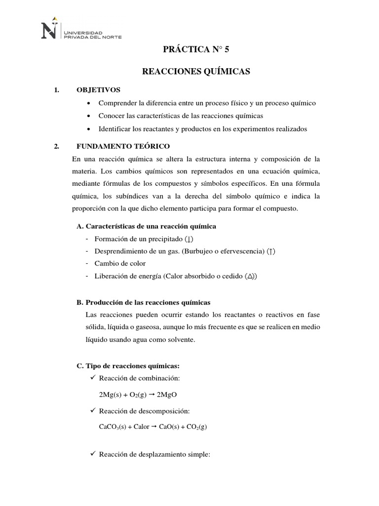 S9-Ht-Laboratorio - Reacciones Químicas Upn | PDF | Reacciones químicas ...