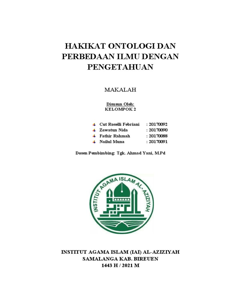 Hakikat Ontologi Dan Perbedaan Ilmu Dengan Pengetahuan | PDF
