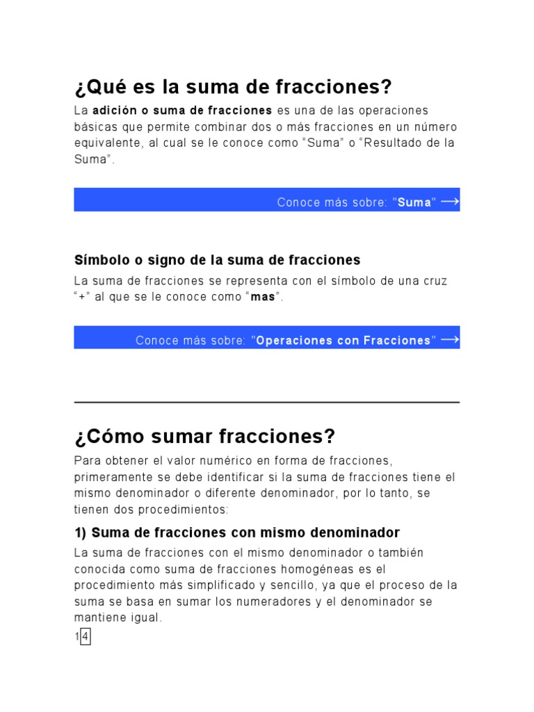 Qué Es La Suma de Fracciones | PDF | Matemáticas | Matemática Elemental