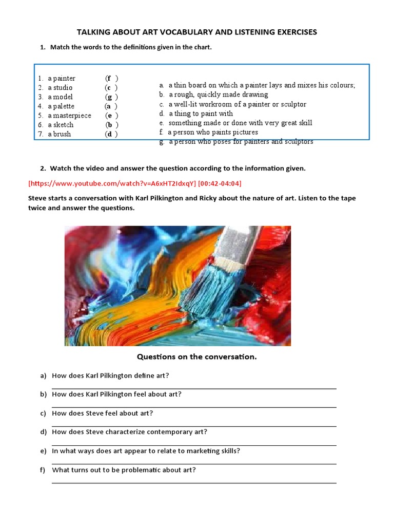 Art Vocabulary and Listening Exercises | PDF