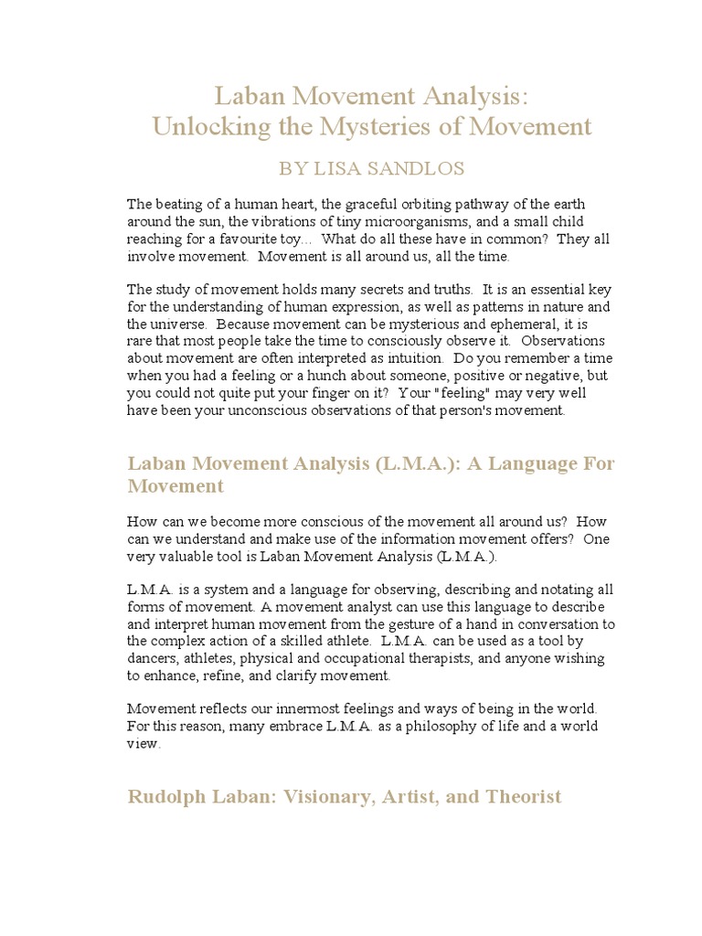 Laban Movement Analysis: Unlocking The Mysteries of Movement | PDF ...